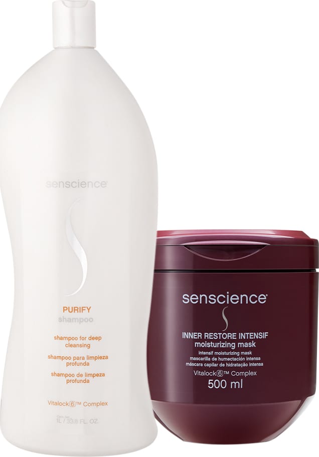 Kit Senscience Purify Shampoo Antirresíduo Litro e Inner Restore ...