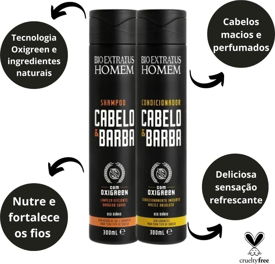 Shampoo + Condicionador Bio Extratus Homem Cabelo & Barba 300ml