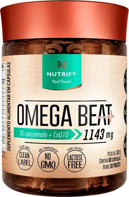 Nutrify Ômega Beat TG Concentrado + CoQ10 1143mg Suplemento Alimentar | Beleza na Web