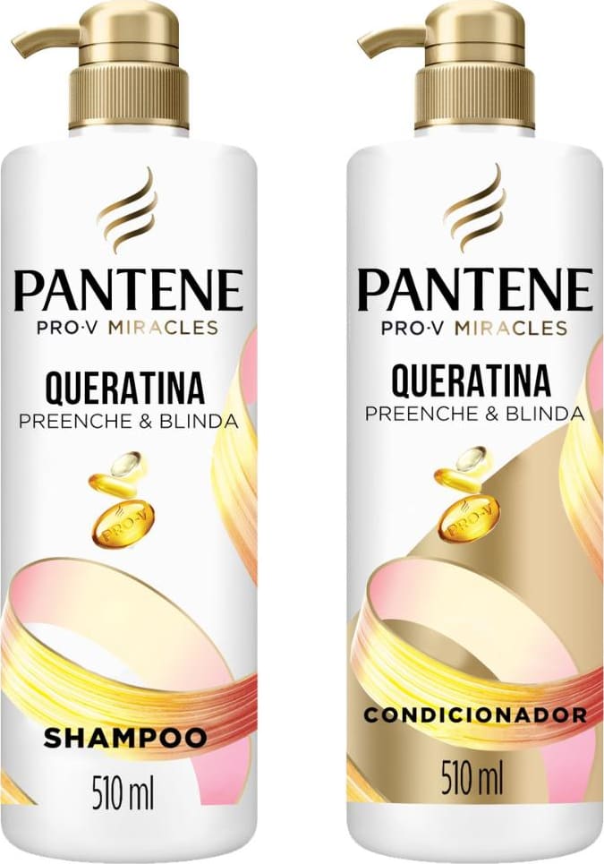 Kit Shampoo Pantene Queratina 510ml + Condicionador Pantene Queratina 510ml