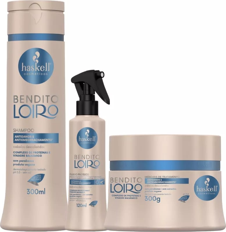 Kit Bendito Loiro Haskell Shampoo + Máscara 300mL/g + Fluído