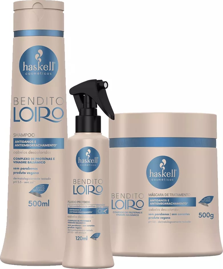 Kit Bendito Loiro Haskell Shampoo + Máscara 500mL/g + Fluído