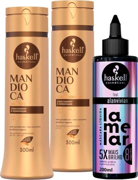 Kit Haskell Shampoo/Cond Mandioca 300ml + Máscara Lamelar