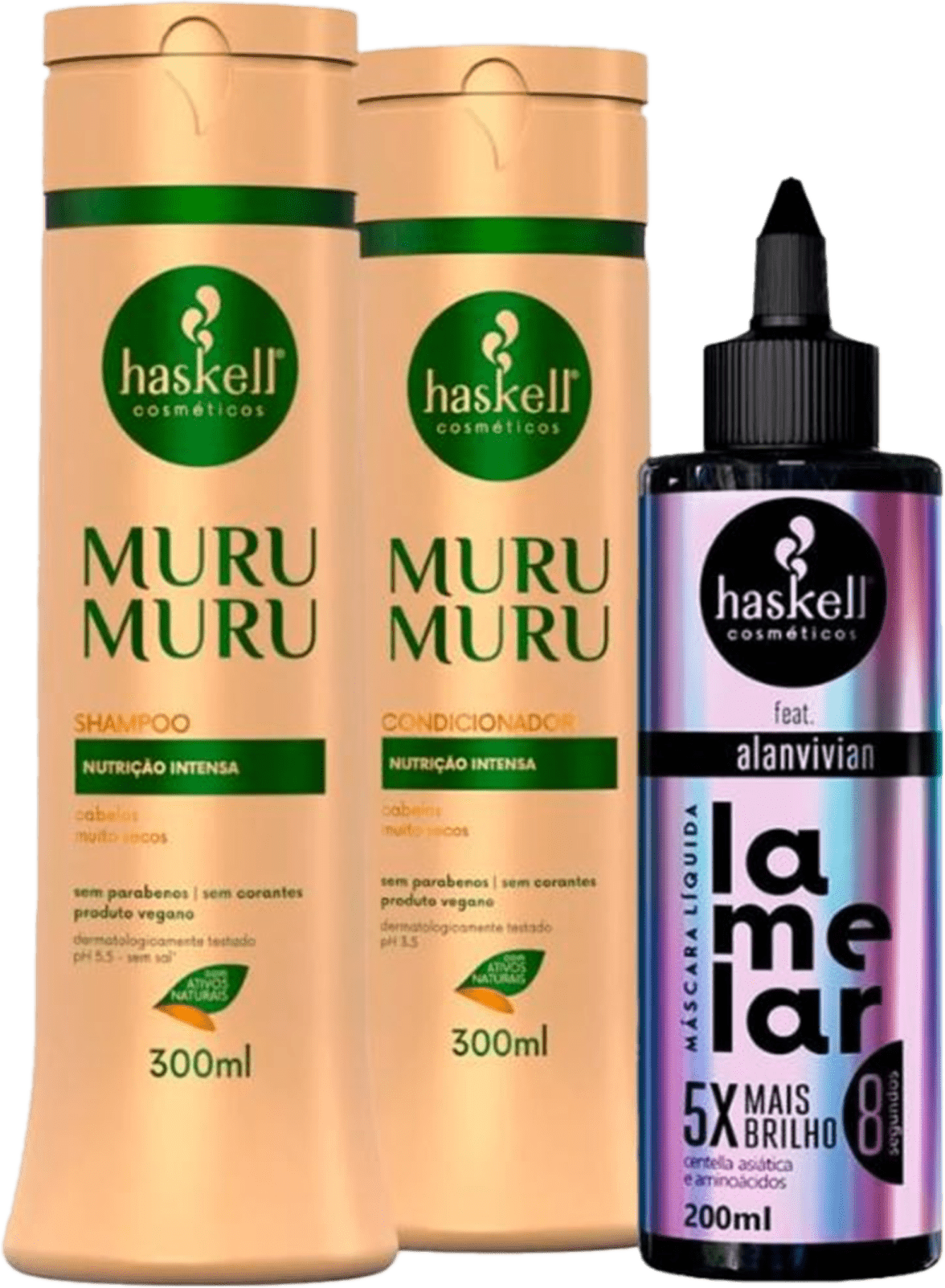 Kit Haskell Shampoo/Cond Murumuru 300ml + Máscara Lamelar