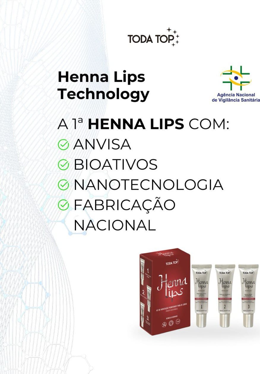 Henna Labial Kit Hidratação Até 40 Aplicações - TODA TOP