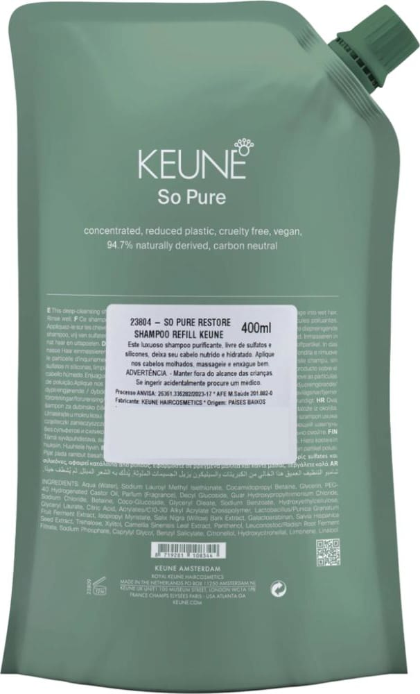 Shampoo So Pure Restore Keune 400ml + Frasco