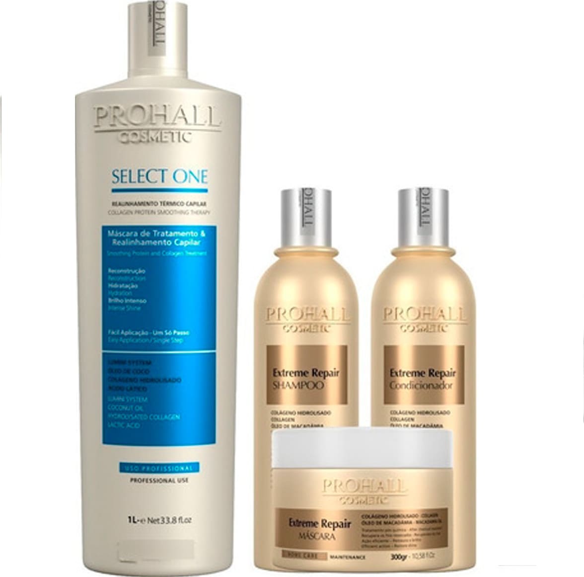 Progressiva Select One Orgânica e Kit Pós Química Prohall