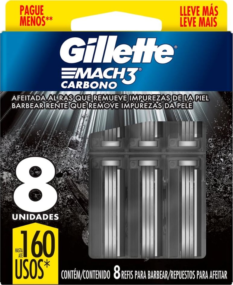 Carga Gillette Mach 3 Carbono 8un