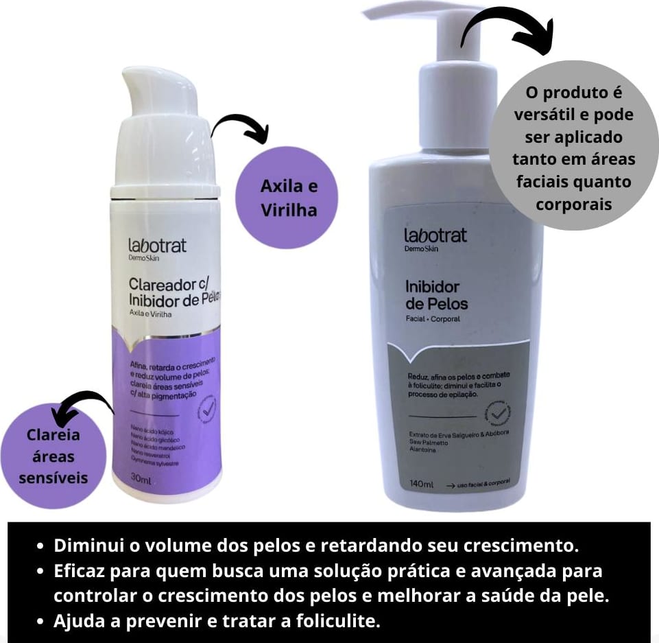 Kit Labotrat Dermo Skin: Inibidor de Pelos Facial e Corporal ...