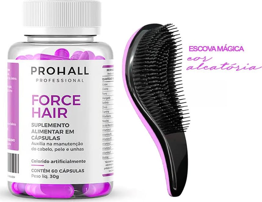 Cápsula Force Hair Prohall Força Crescimento Capilar +Escova