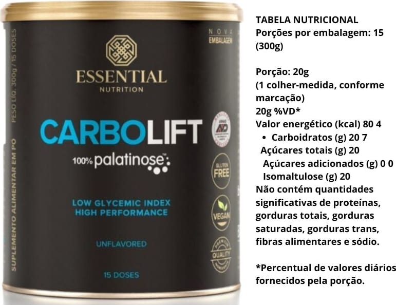 Kit Essential Nutrition Carbolift 100% Palatinose Sem Sabor Duo ...