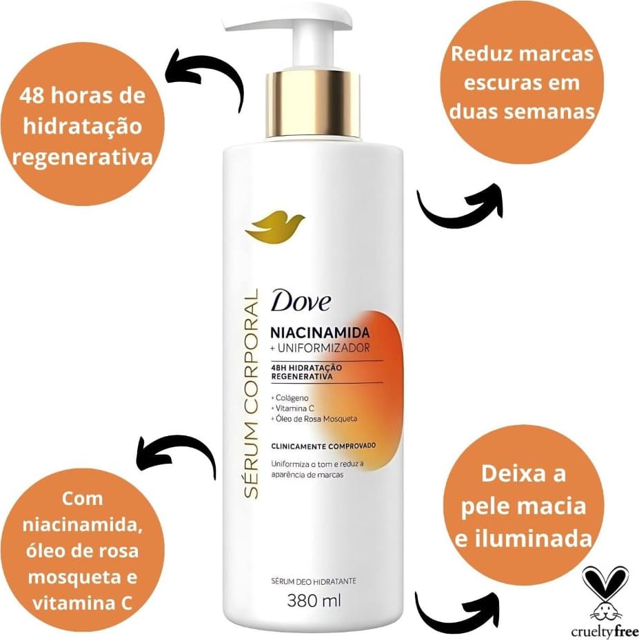 Kit Dove Niacinamida + Uniformizador: 3 Sérum Corporal Hidratante 380ml