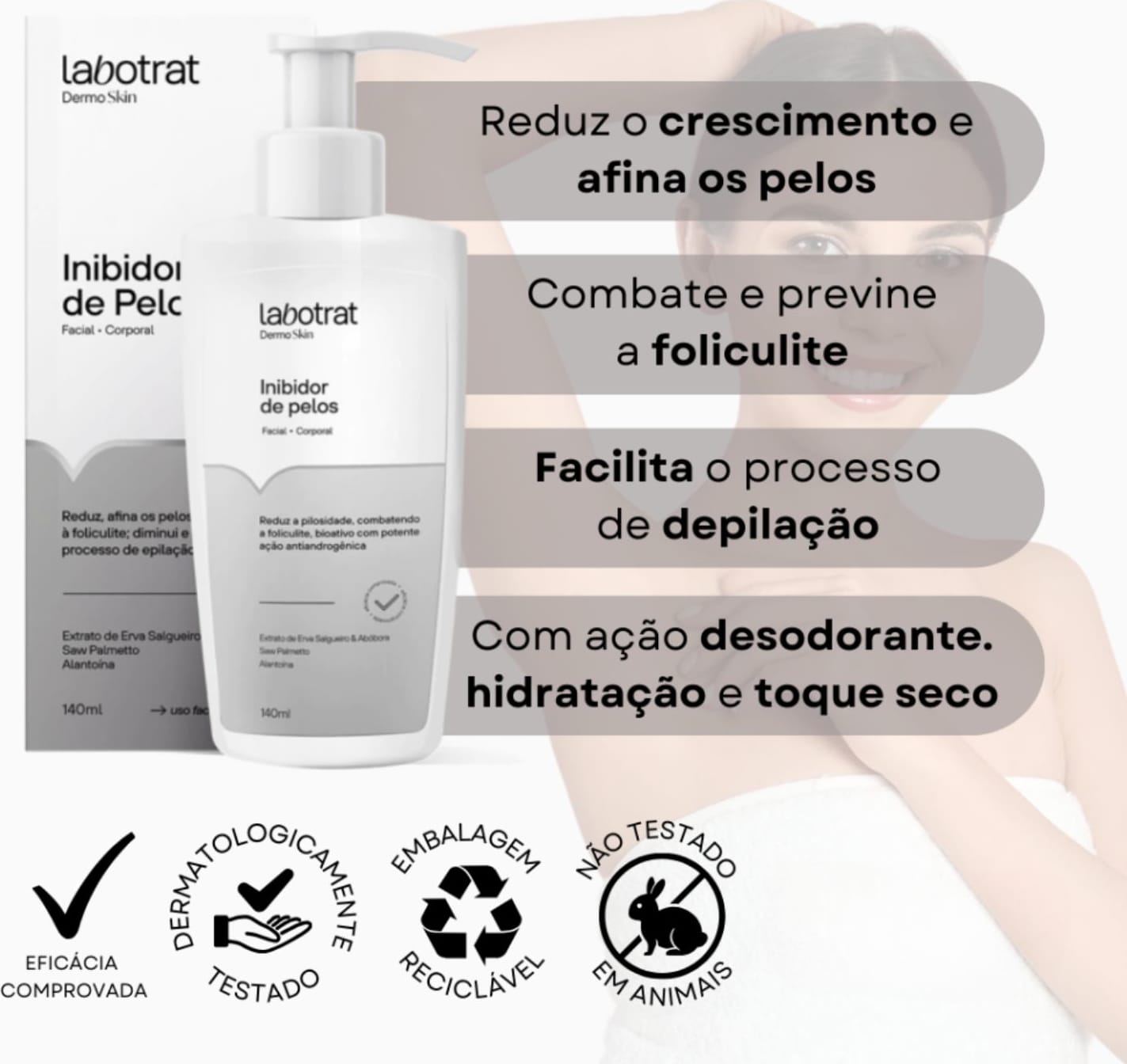 Inibidor de Pelos Facial e Corporal Labotrat 140ml