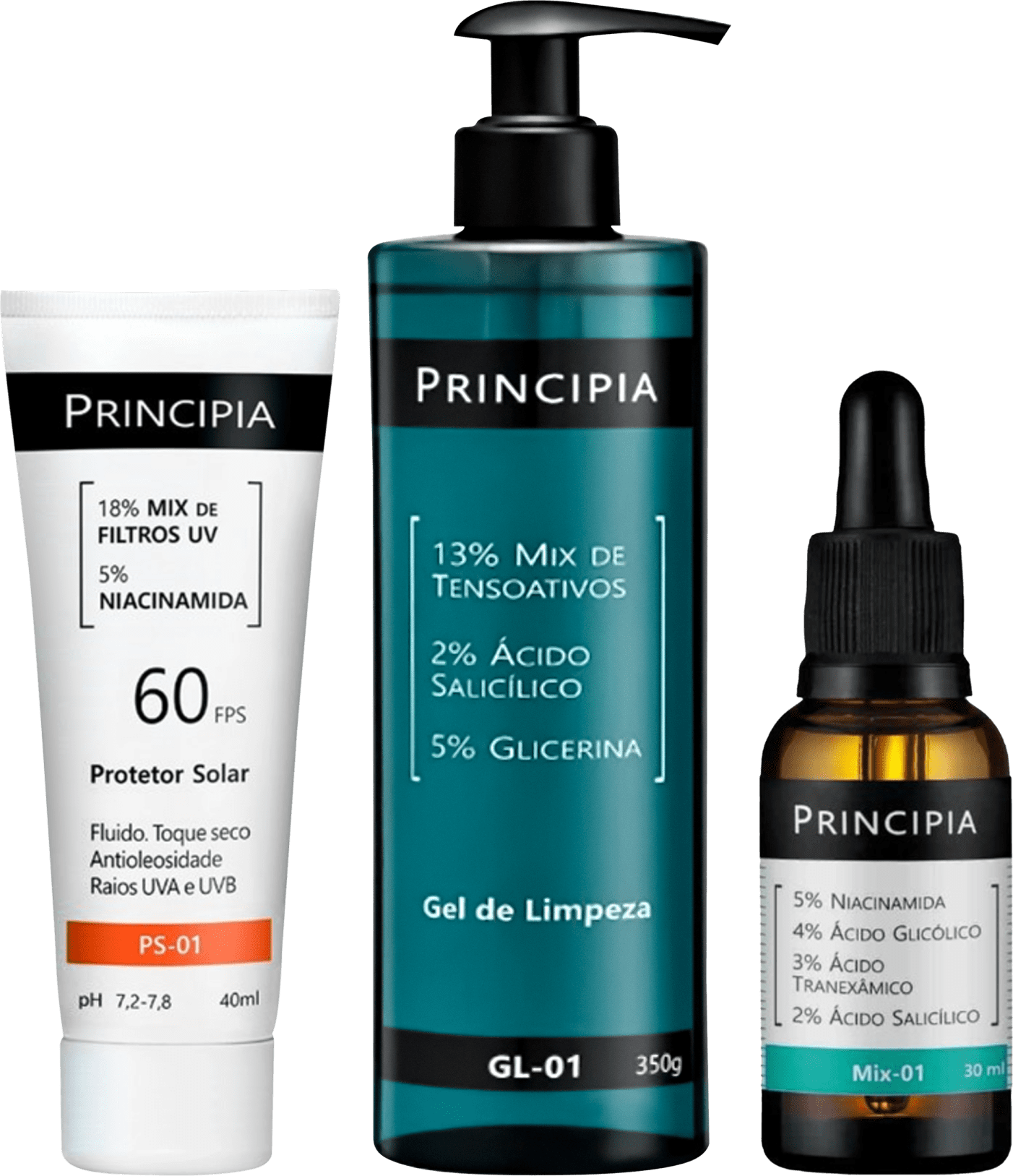 Kit Principia Protetor Solar FPS 60 + GL-01 + Mix-01 | Beleza na Web