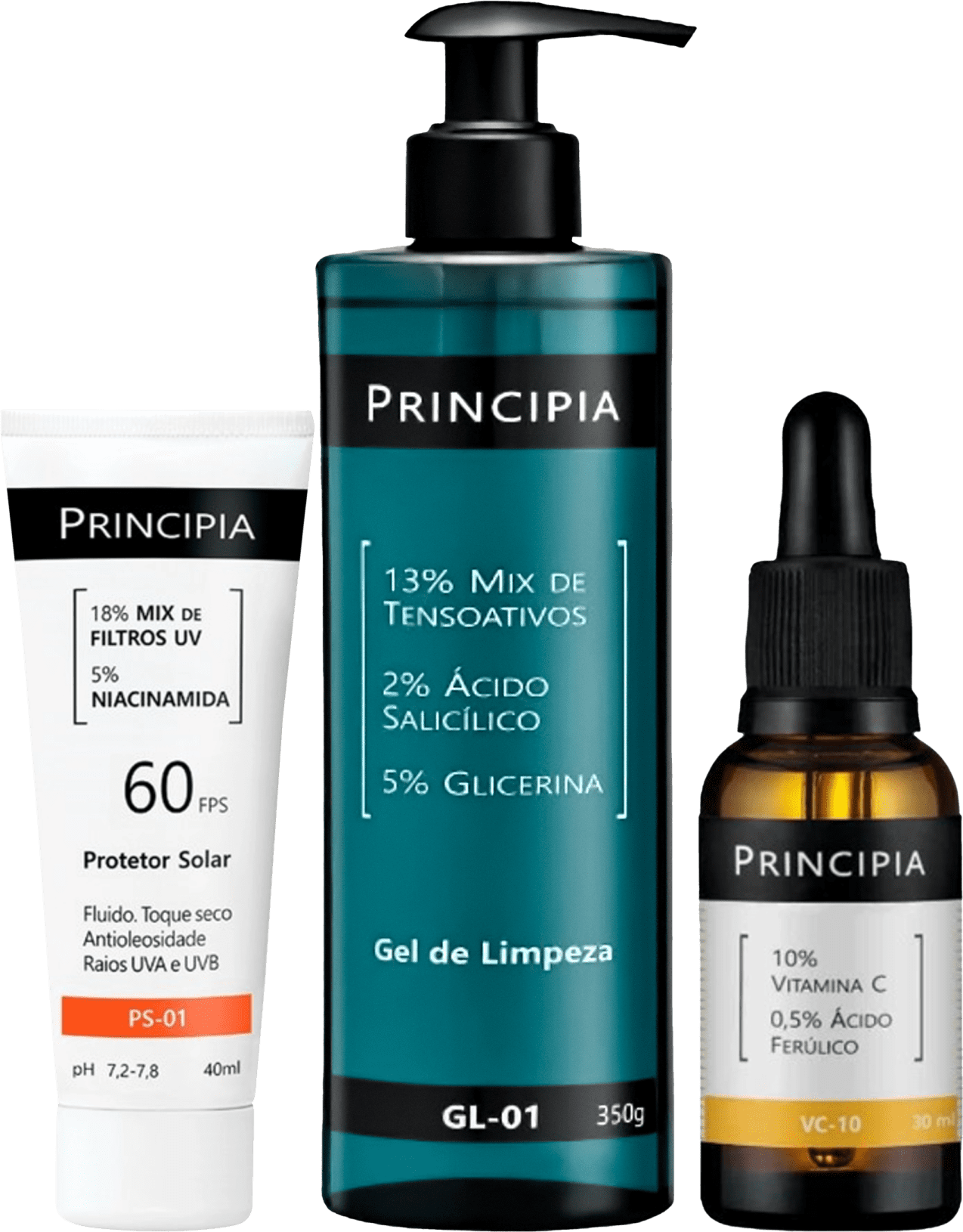 Kit Principia Protetor Solar FPS 60 + GL-01 + VC-10 | Beleza na Web