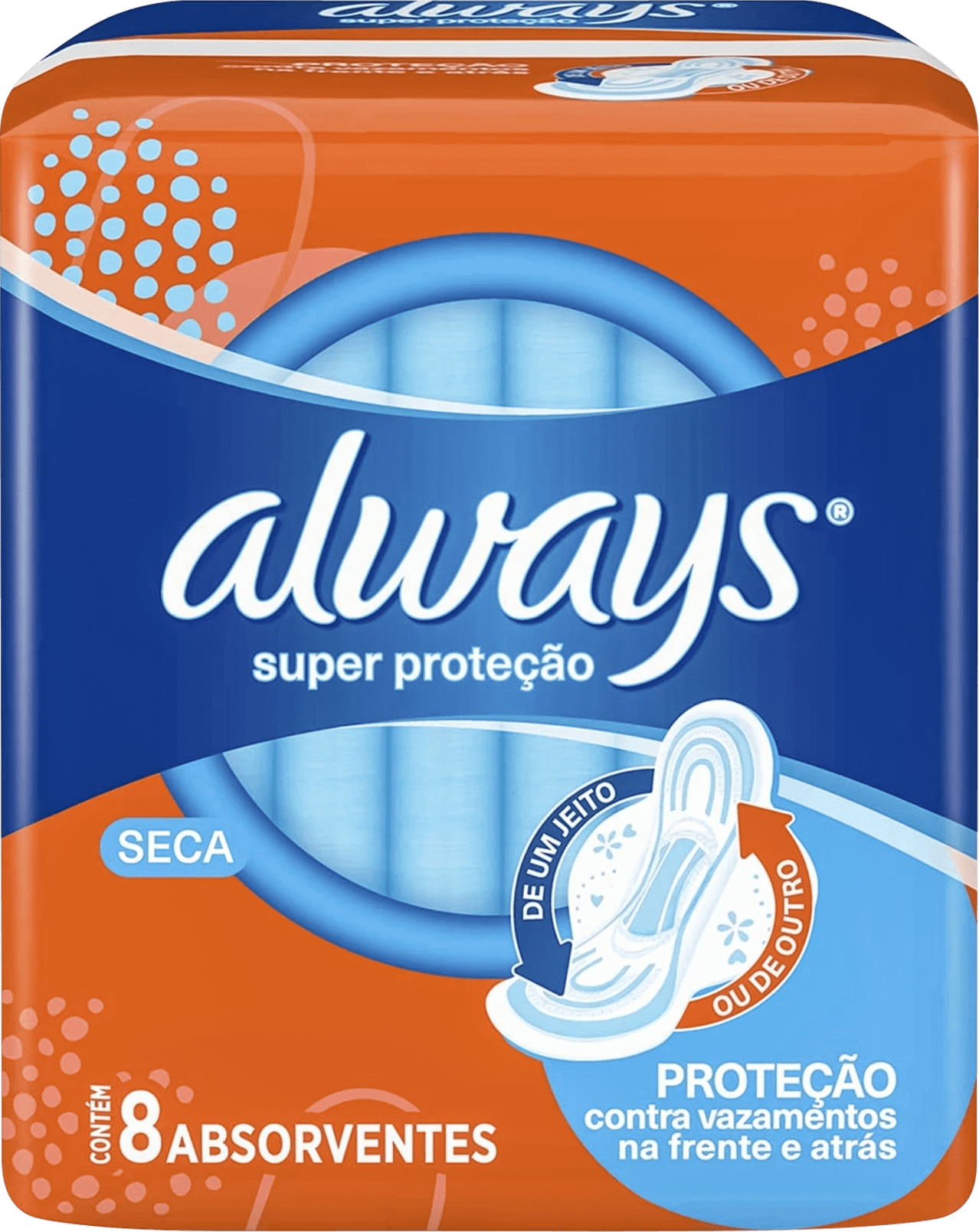 Kit 8 und Absorvente Always Super Proteção Seca c/ Abas 8 und