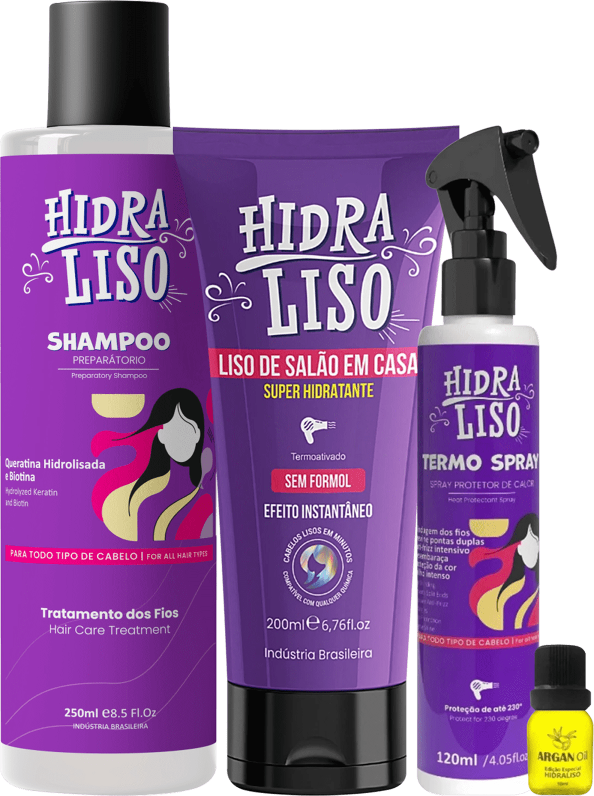 Kit Progressiva Hidra Liso Shampoo Spray Capilar 4 Itens