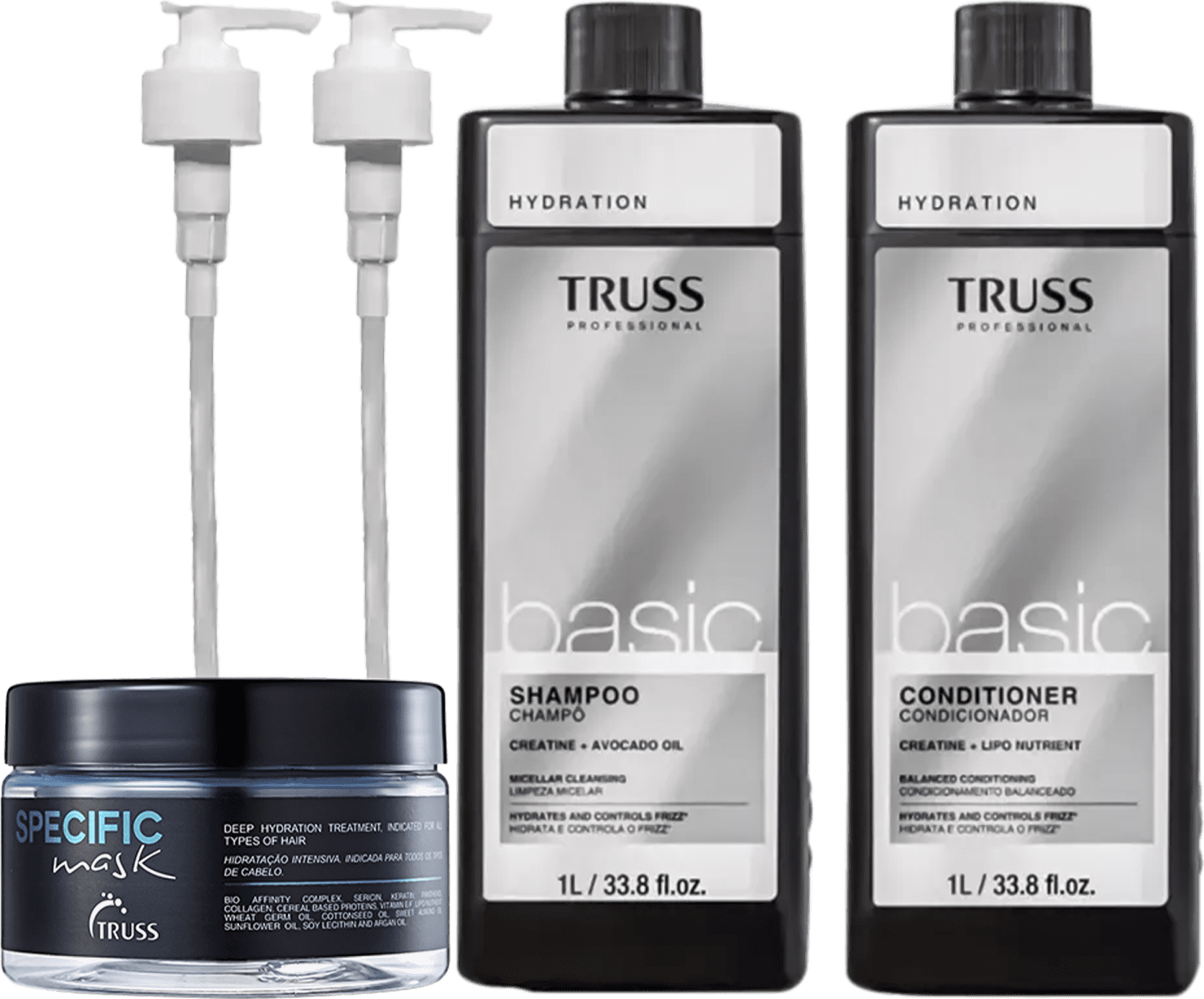 Kit Truss Basic - Shampoo 1L + Condicionador 1L + Máscara Specific 180g + Válvula Pump