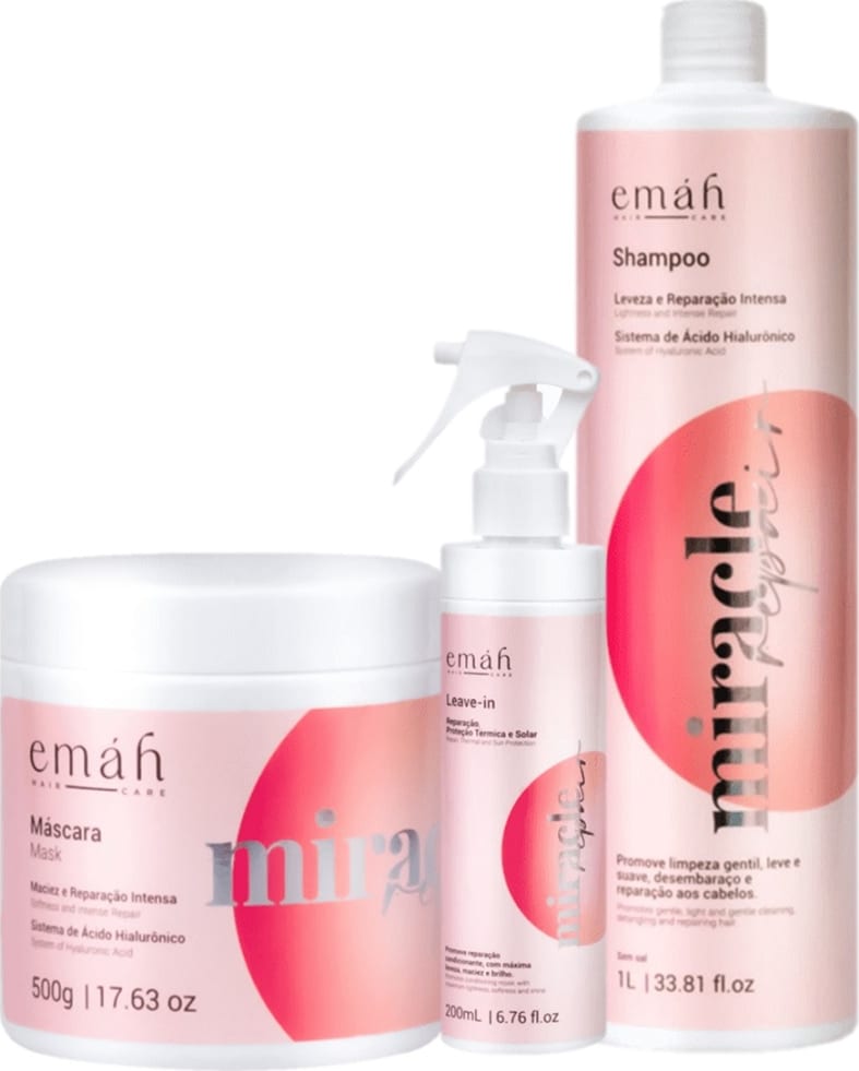 Kit Emáh Hair Care Miracle Repair Ação Desembaraçante | Beleza Na Web