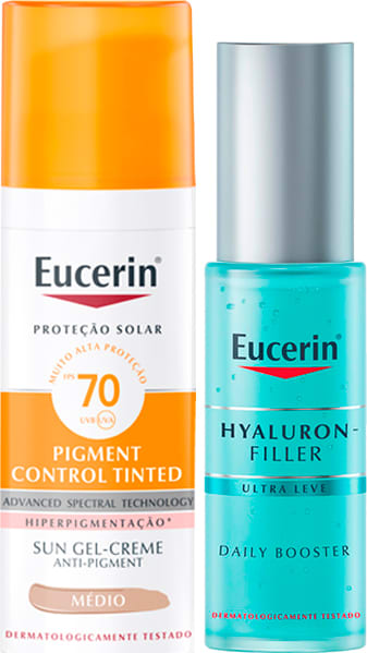 KIT EUC PIGMENT CONTROL TINTED PROT SOL FAC FPS70 MÉDIA 50ML+HYALURON ...