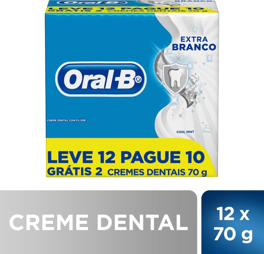 Creme Dental Oral-B Extra Branco 70g - Leve 12 Pague 10