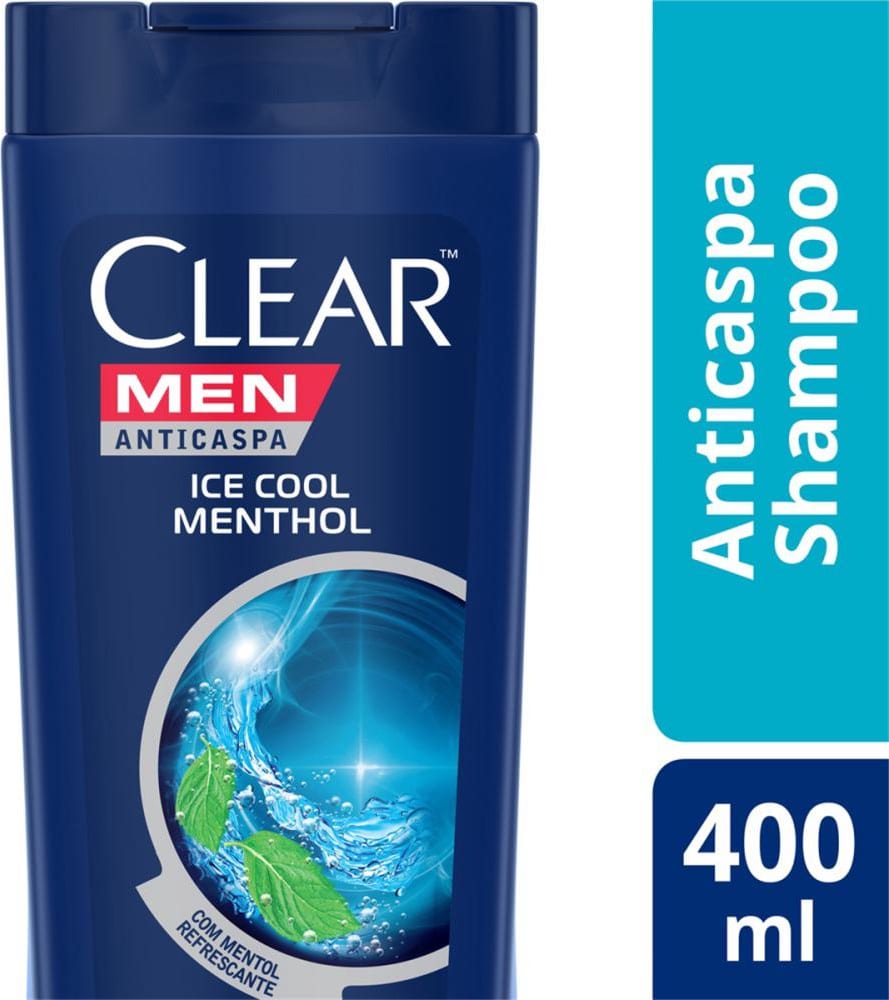 Kit 4 Shampoos Clear Men Anticaspa Ice Cool Menthol 400ml