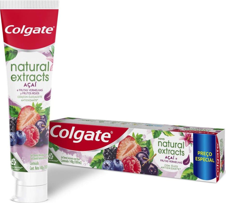 Creme Dental Colgate Natural Extracts Açaí e Frutas Vermelhas 140g