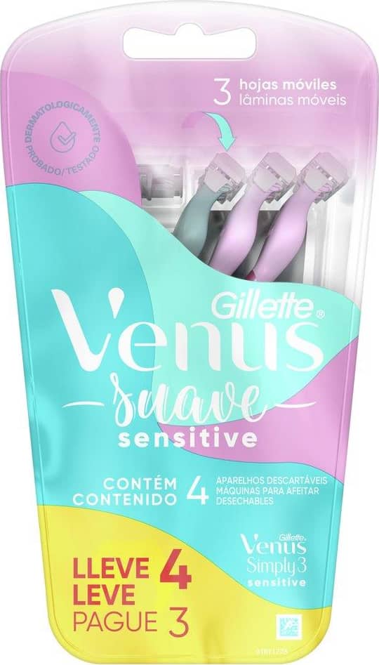 Aparelho de Depilar Gillette Venus Suave Sensitive 4 Unidades