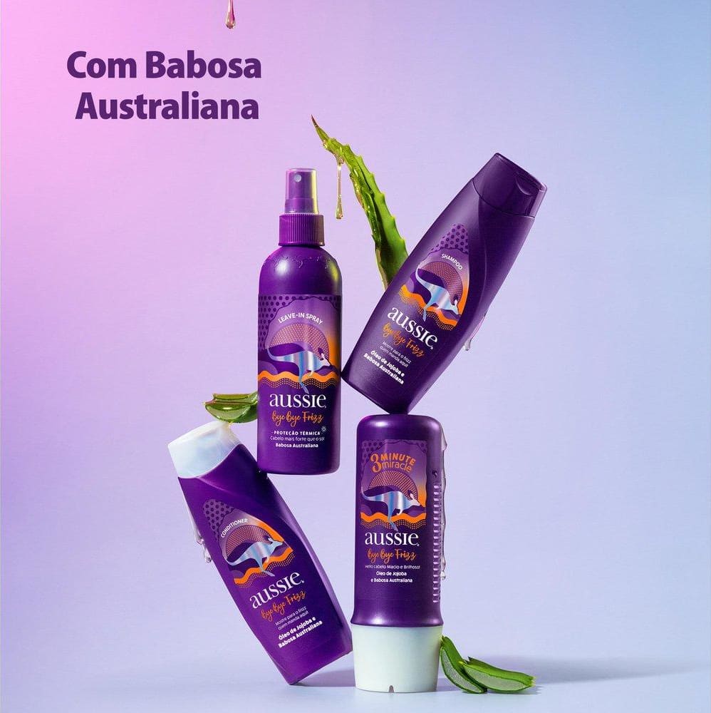 Kit Aussie Bye Bye Frizz Maciez e Brilho Shampoo 180ml e 3 Minutos ...