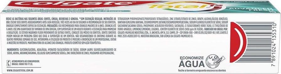 Kit Creme Dental Colgate Total 12 Advanced Fresh 90g com 6 unidades