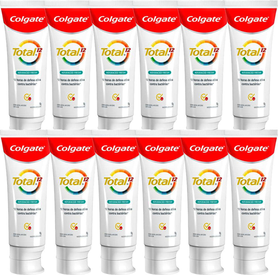 Kit Creme Dental Colgate Total 12 Advanced Fresh 90g com 12 unidades