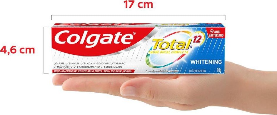 Kit Creme Dental Colgate Total 12 Whitening 90g com 12 unidades
