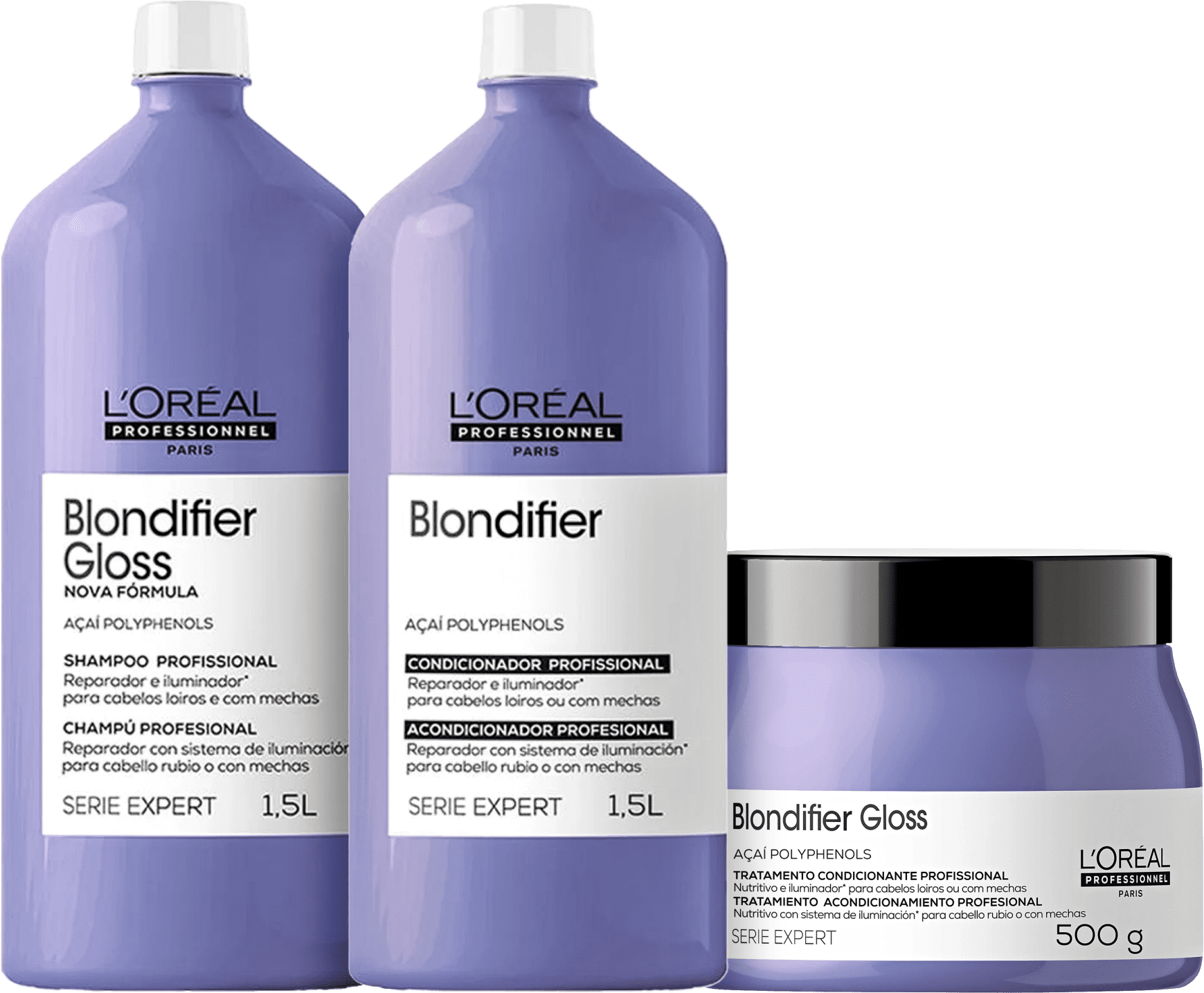 Kit L'Oréal Professionnel Serie Expert Blondifier Gloss – Shampoo e Condicionador e Máscara 500 g