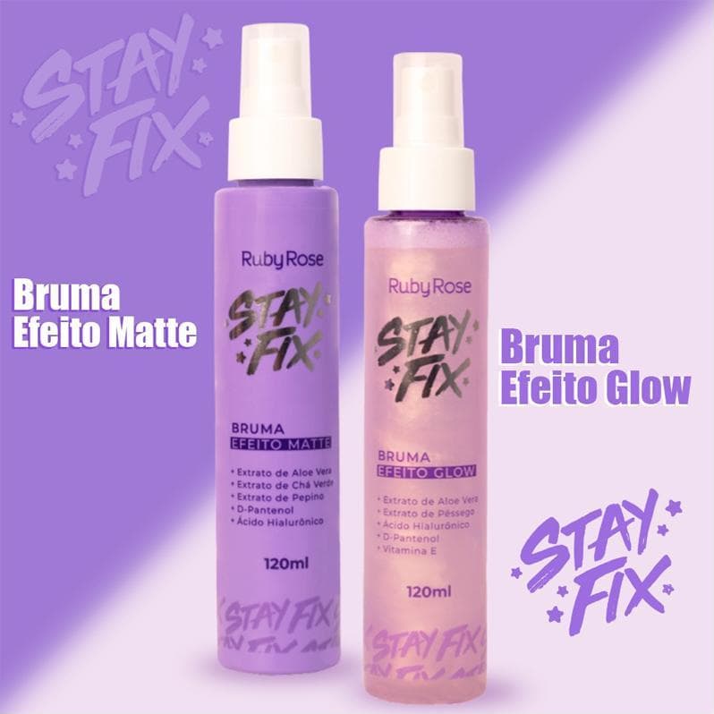Bruma de Maquiagem Ruby Rose Stay Fix Efeito Glow | Beleza na Web