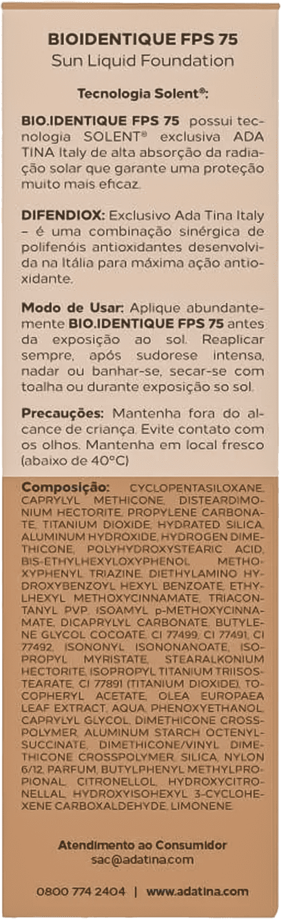 Base Líquida Ada Tina Bio.Identique FPS 75 | Beleza na Web