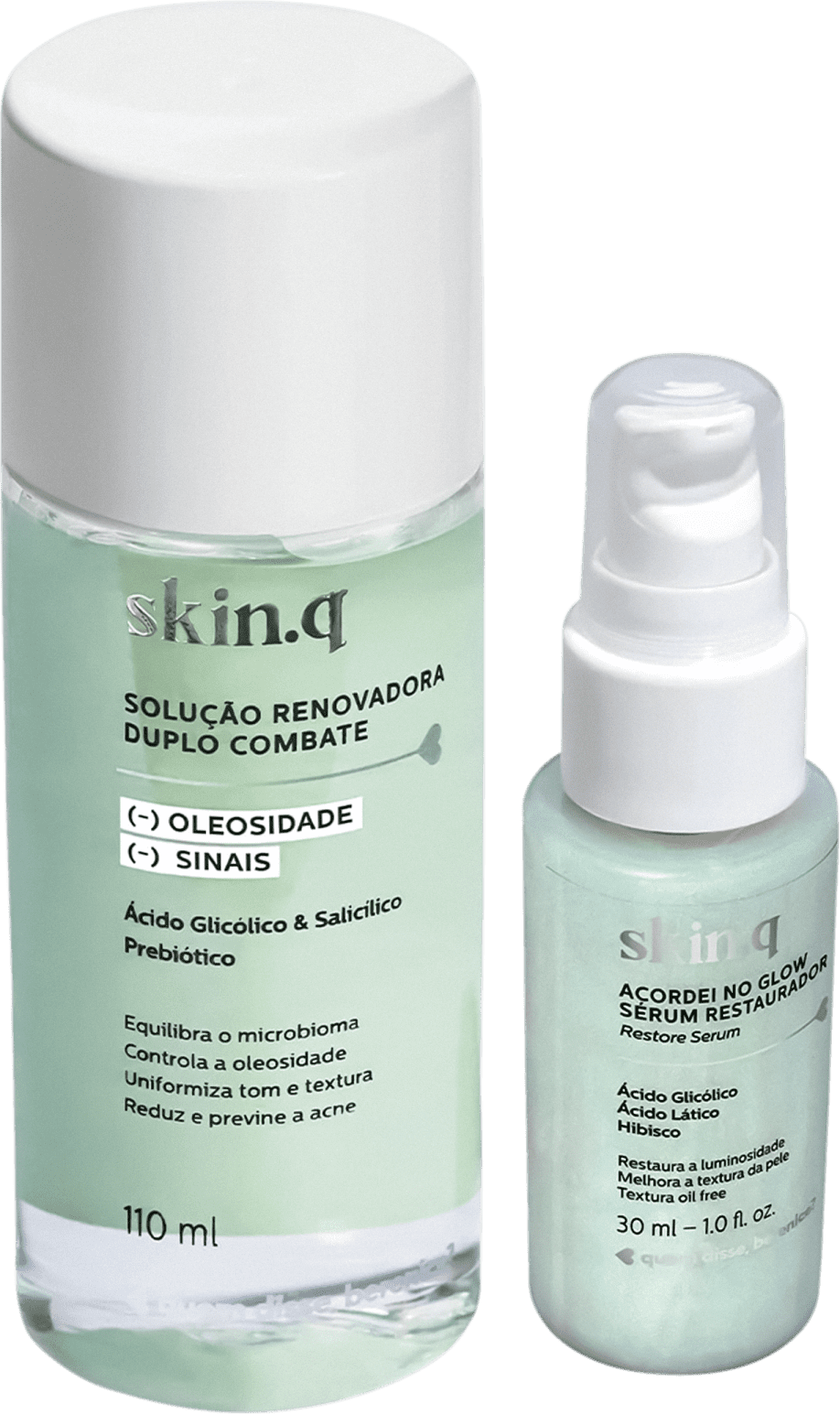 Combo Skin.q: Sérum Restaurador 30ml + Solução Renovador Facial 110ml