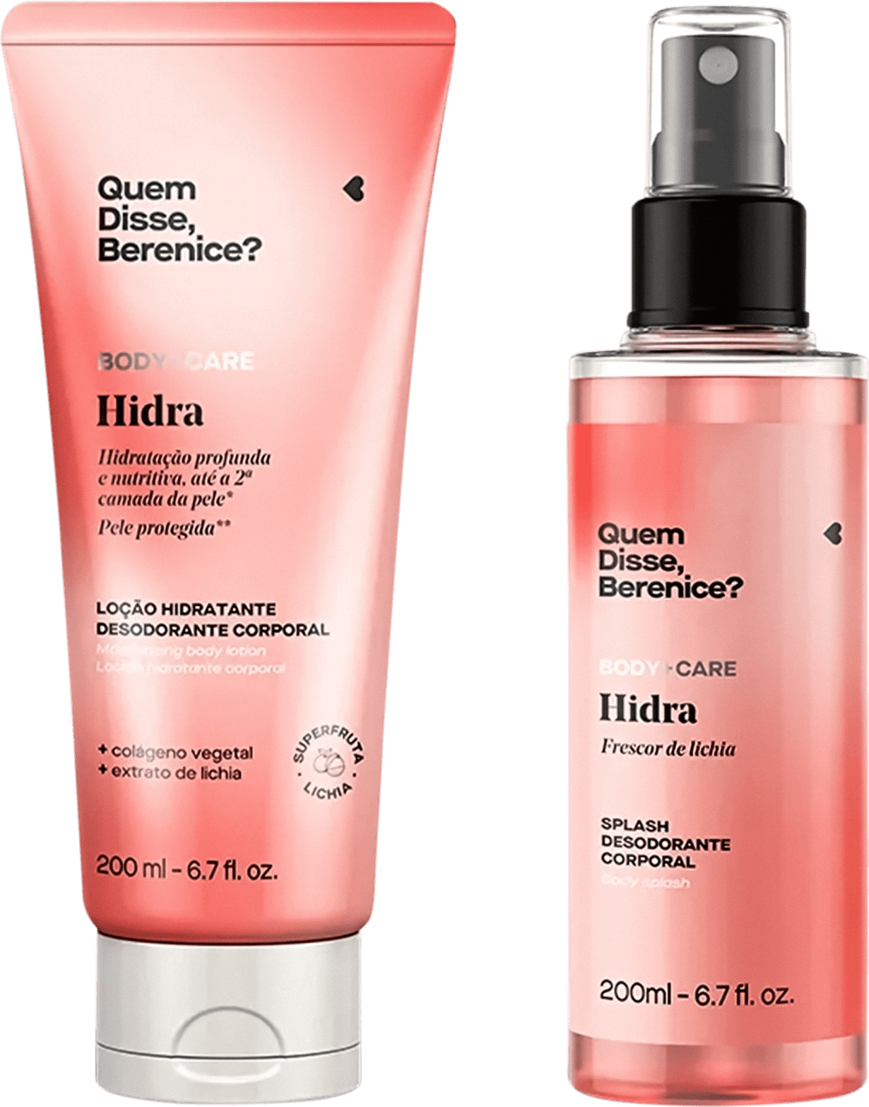 Combo Hidra Lichia: Loção Corporal 200ml + Splash Desodorante 200ml QDB