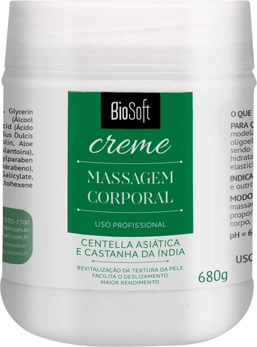 Creme de Massagem Corporal Bio Soft Centella Asiática e Castanha da Índia | Beleza na Web
