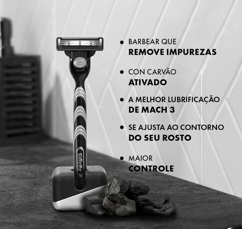 Aparelho de Barbear Gillette Mach3 Carbono | Beleza na Web