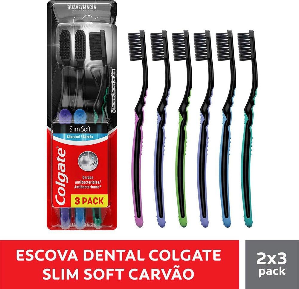 Kit Colgate Slim Soft Black Com Infusão de Carvão | Beleza Na Web