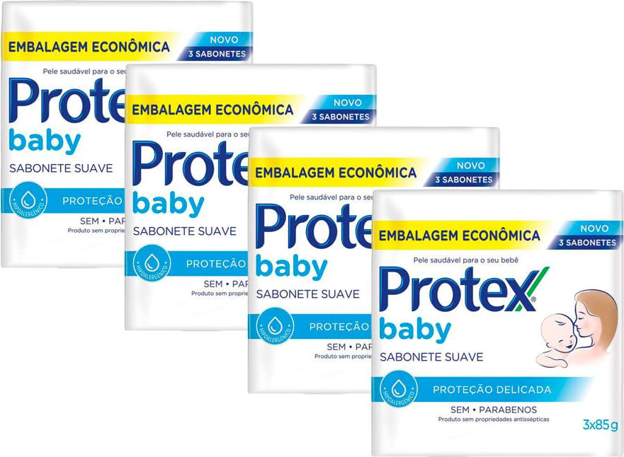 Kit 12 Sabonete Protex Baby Proteção Delicada