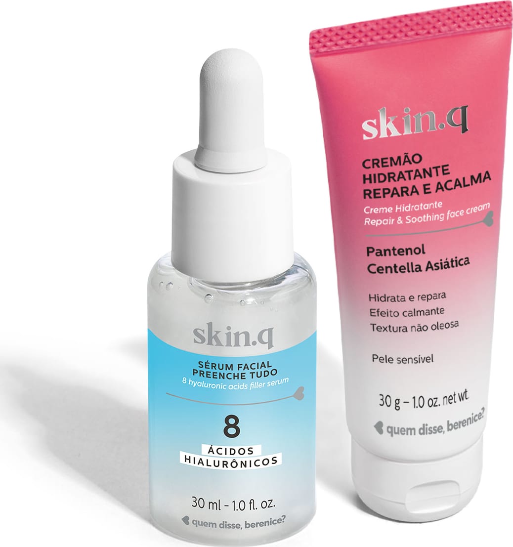 Combo Skin.q: Sérum Preenche Tudo 30ml + Cremão Repara e Acalma 30ml ...