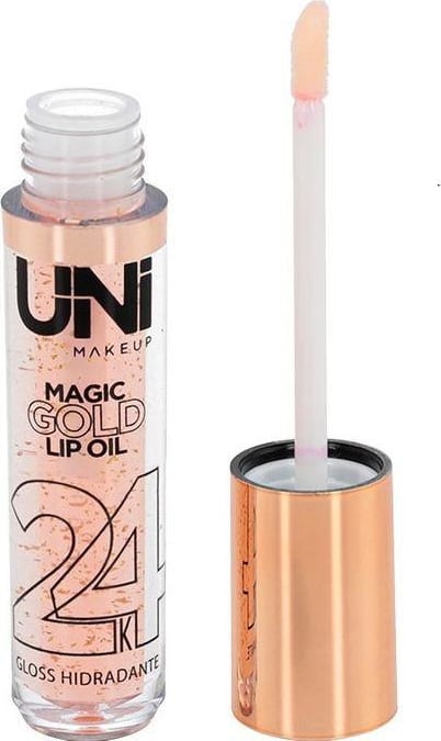 Uni Makeup Magic Gold Lip Oil 24K Gloss Hidratante 3,9ml