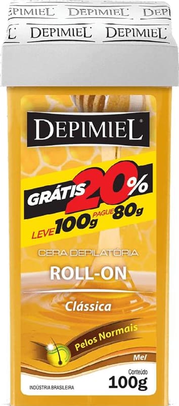 Cera Depilatória Roll-on Natural Com Mel Depimiel 100g 30un
