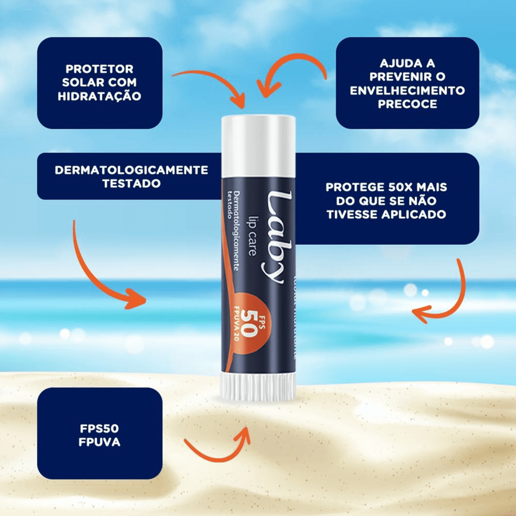 Protetor Solar Labial Laby Sol FPS 50 | Beleza na Web