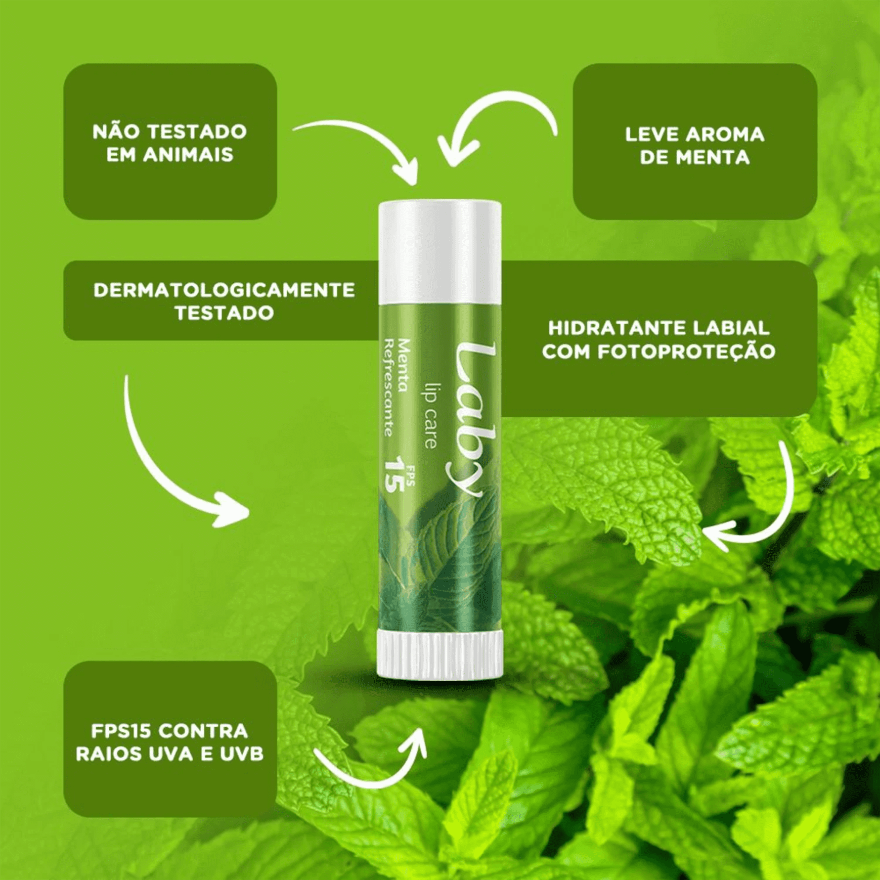 Protetor Labial Laby Lip Care FPS 15 Menta | Beleza na Web