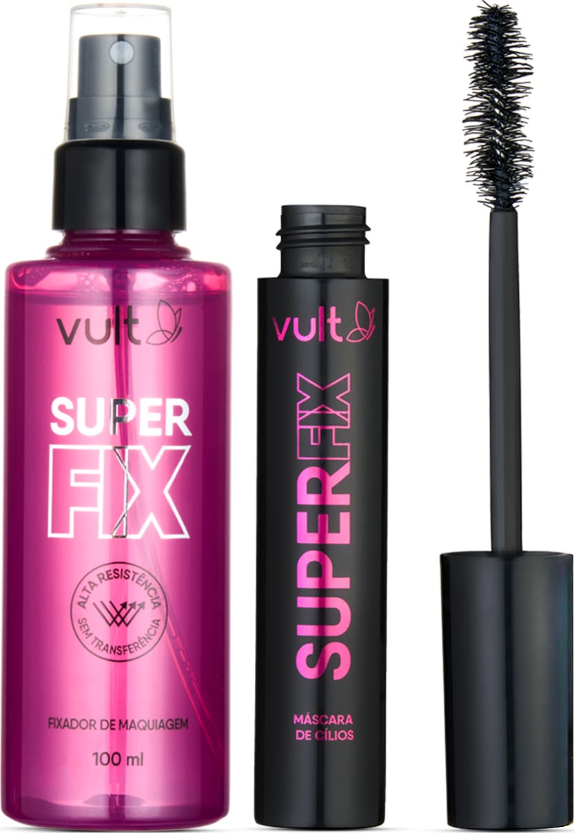 Combo Super Fix: Fixador de Maquiagem 100ml + Máscara de Cílios 10g | Vult
