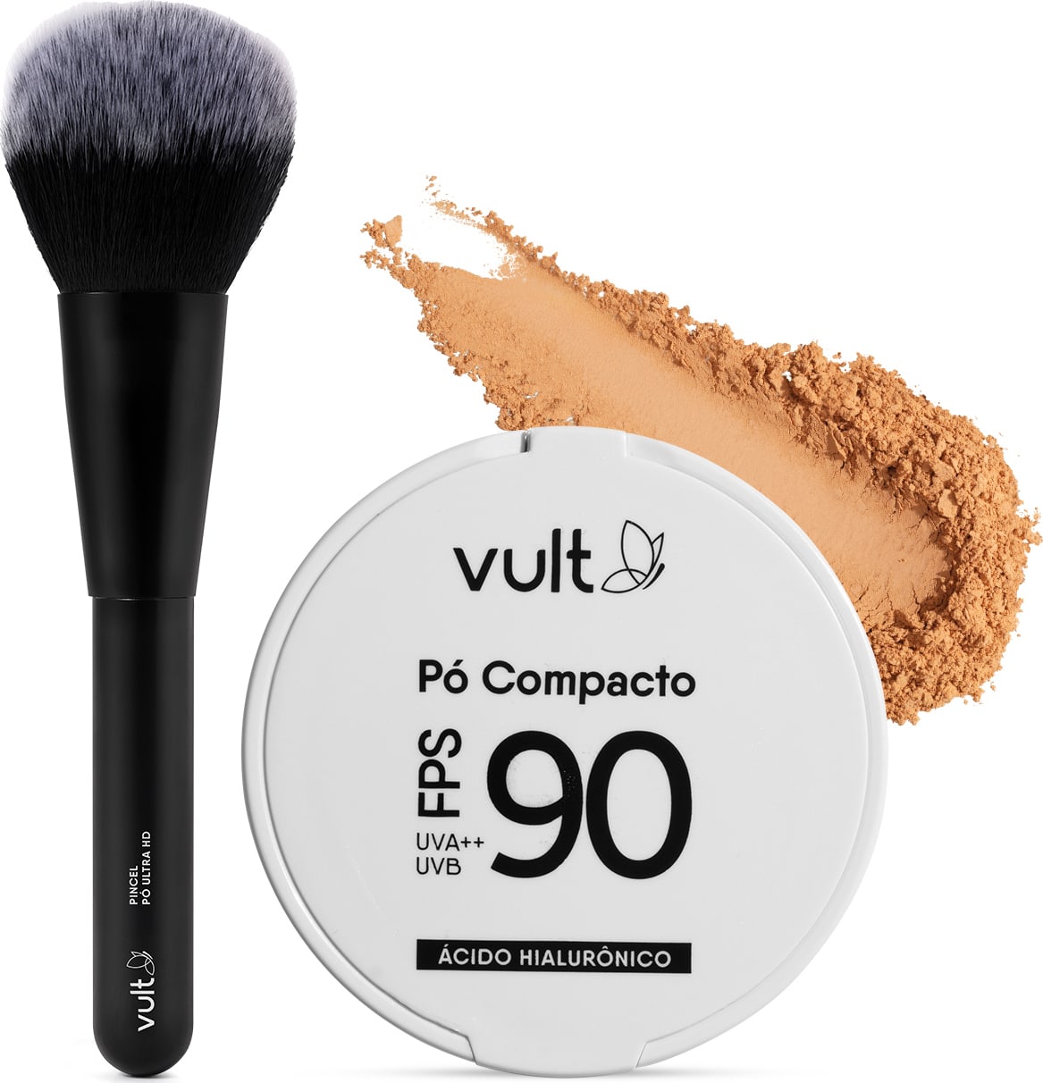Combo Pó Compacto FPS 90 6g + Pincel para Pó Ultra HD | Vult