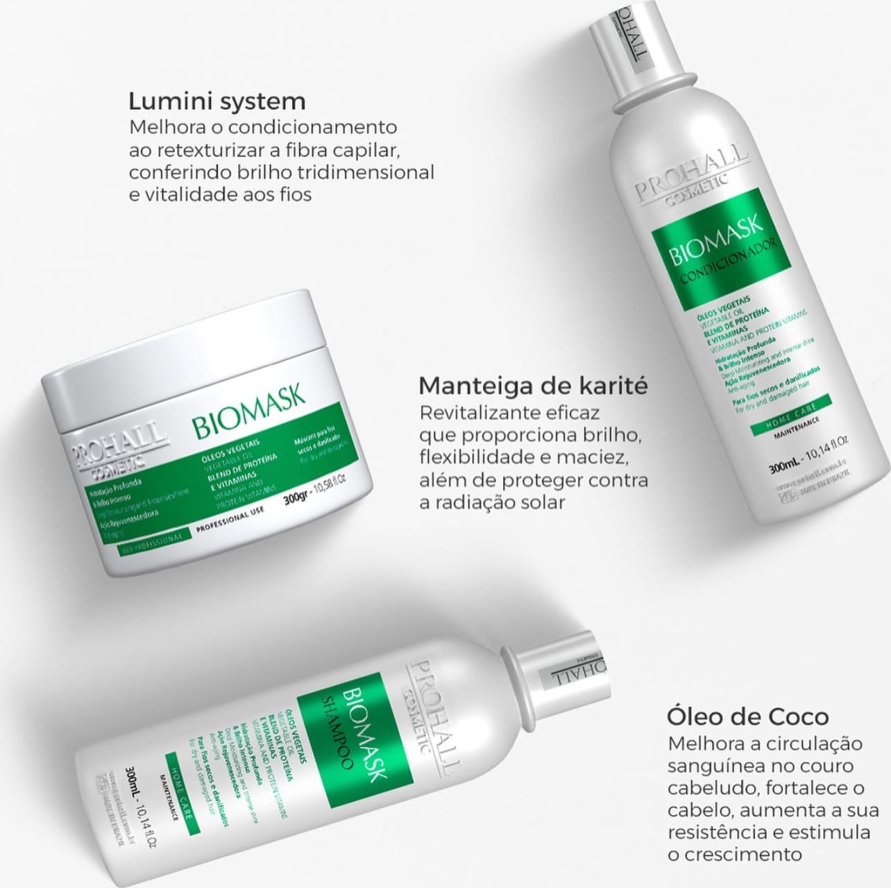 Kit Home Care Biomask - Shampoo + Condicionador + Máscara | ProHall ...