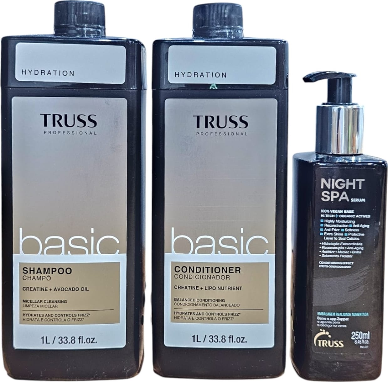 Kit Truss Basic - Shampoo 1L + Condicionador 1L + Night Spa 250ml